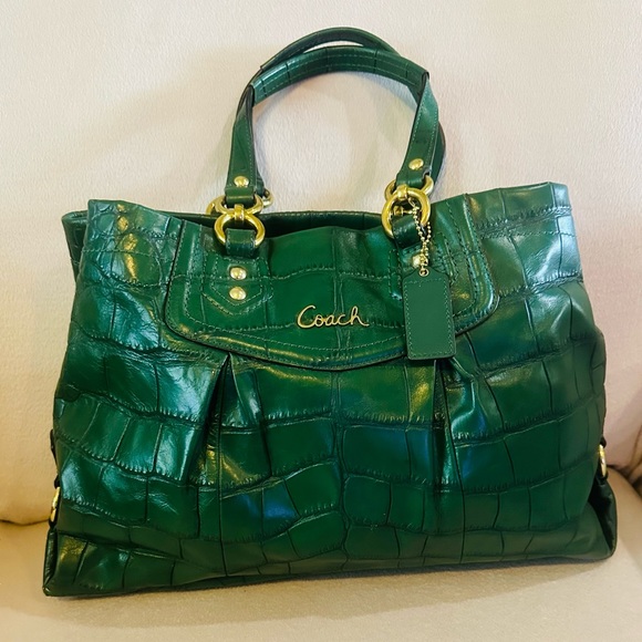 Coach | Bags | Coach Ashley Croc Embossed Leather Carryall Handbag ...